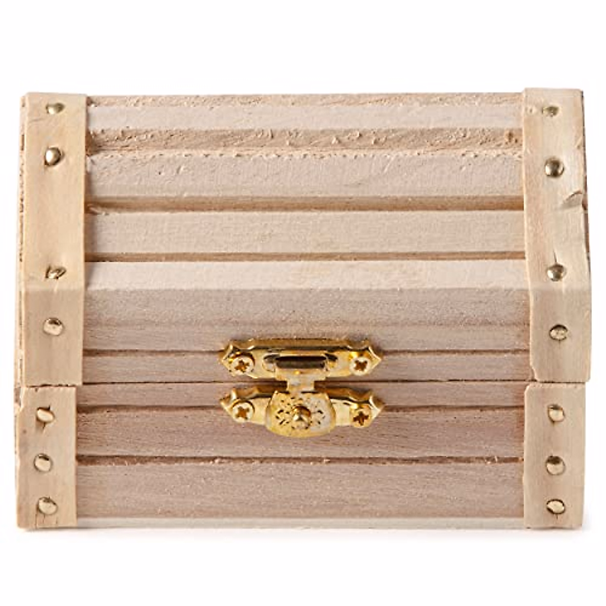 3.5” Unfinished Wood Treasure Chest by Make Market - Ready-to-Decorate Wood Box for Trinkets, Coins, Valuables - Bulk 12 Pack