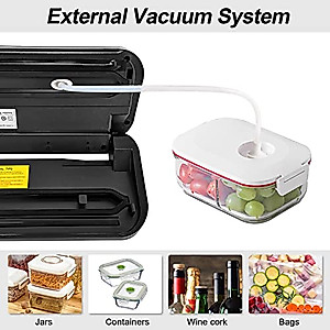 GooFurnit Vacuum Sealer Machine (110Kpa) with Vaccum Bags, Food Storage Food Vacuum Sealer with Dry/Gentle/Moist Automatic Air Sealing System, Low Noise One-Touch Automatic Food Sealer with External Vacuum System, Detachable Design with LED Indicator Ligh