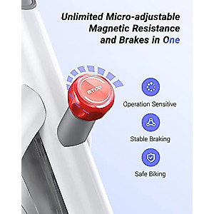 MERACH Exercise Bike, Bluetooth Stationary Bike for Home with Magnetic Resistance, Indoor Cycling Bike with 350lbs Weight Capacity, iPad Holder, TT, White