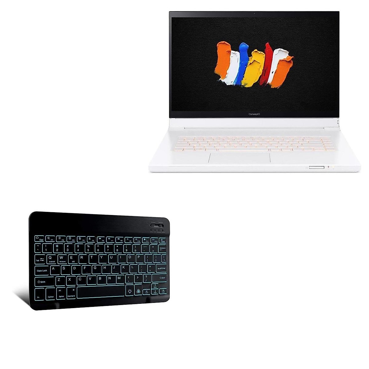 BoxWave Keyboard Compatible with Acer ConceptD 7 Ezel CC715-71-7163 (15.6 in) - SlimKeys Bluetooth Keyboard - with Backlight, Portable Keyboard w/Convenient Back Light - Jet Black
