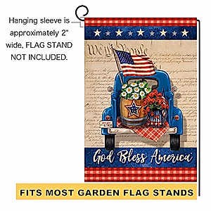 BLKWHT 4th of July Garden Flag God Bless America Vertical Double Sided Independence Day Truck Memorial Day Patriotic Burlap Yard Outdoor Decor 12.5 x 18 Inches A2119