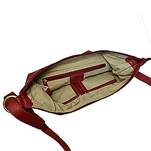 Zinda Genuine Leathers Women's Handbag Hobo Top Zip Shoulder Sling Crossbody (Red)