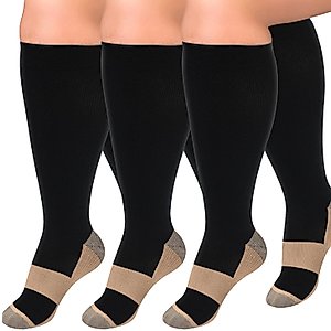 Diu Life 3 Pairs Plus Size Compression Socks for Women and Men Wide Calf Extra Knee High Support for Circulation