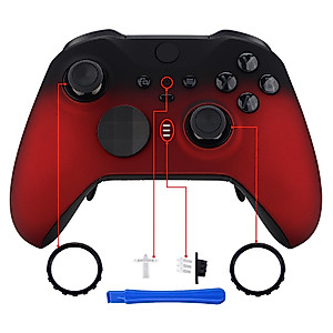 eXtremeRate Shadow Scarlet Red Soft Touch Grip Faceplate for Xbox One Elite Series 2, Front Housing Shell Cover Replacement Kit for Xbox Elite 2 Core Controller Model 1797 - Controller NOT Included