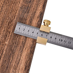 30cm Steel Ruler with Positioning Block, Woodworking Marking Locator Measuring Tool with Brass Slide Block, Carpentry Tools
