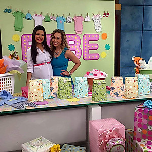 AerWo 48pcs Floral Gift Bags, Flowers Birthday Gift Bag, Goodie Bags, Goodie Bags for Kids Birthday, Gift Bag Bulk, Baby Shower, Wedding Party Favor Bags with Thank You Stickers