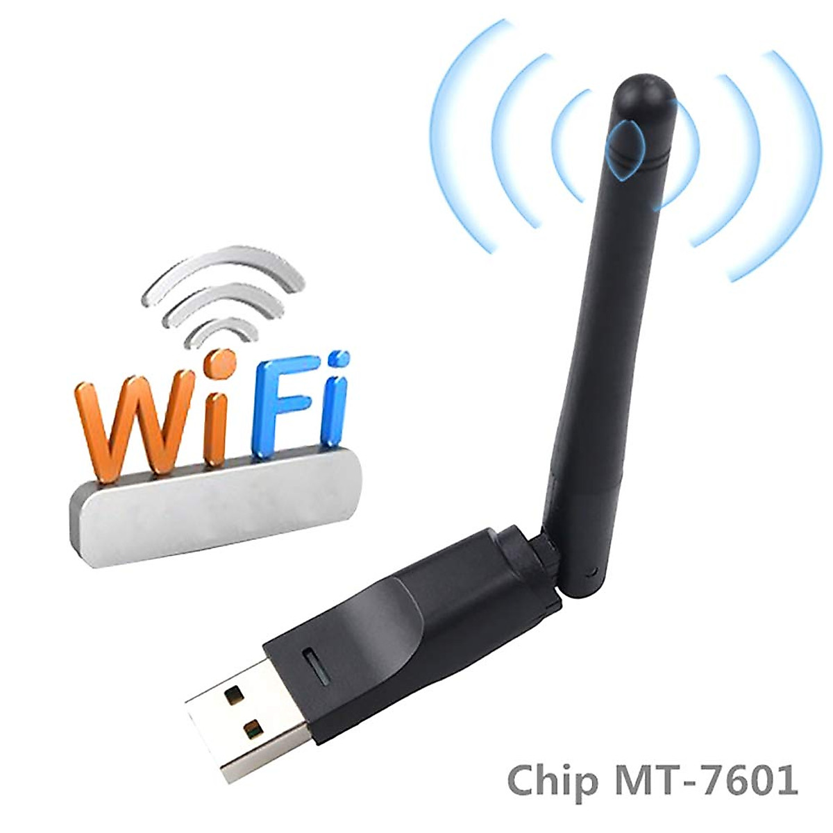 hudiemm0B USB Network Card, MT7601 150Mbps Wireless WiFi Router USB Network Card Adapter with 2dB Antenna Black