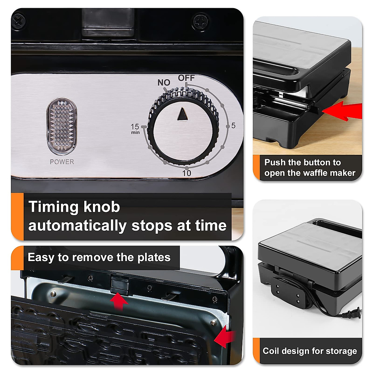 Car Mini Waffle Maker Waffle Iron for Kids 8 Different Cars Shaped Waffles in Minutes, with Timer Knob 2 IN 1 Electric Non-Stick Breakfast Pancake Maker with Removable Plates, Fun Gift for Kids Family