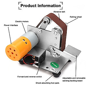 Electric Belt-Sander Polishing-Grinding Sharpener Adjustable - 13 x 1.2inch DIY Power Sanding Machine Mini Bench Belt Grinder, 7-Speed Multifunctional for Knife Making Woodworking Metal Cutter Edges