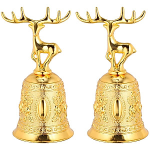 2 Pcs Rattle The Bell Service Hand Bell Exquisite Xmas Bell Metal Hand Bell Festive Bell Decorative Metal Bell Metal Decorative Bell Hand Bell Toy Call Bell Golden Hand Bell