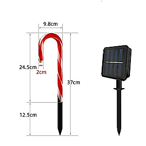 Christmas Candy Cane Lights,Solar Christmas Lights， Xmas Candy Cane Lamp Christmas Decorations， for Home Garden New Year Christmas Ornaments ，1pcs