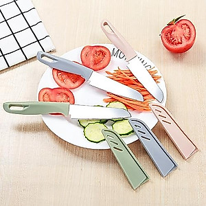 WISELADY Fruit Knives with Comfortable Handle, Paring Knife, Small Kitchen Knife with Sharp Blade, Paring Knife for Cutting and Preparing Fruit and Vegetables (Pink)