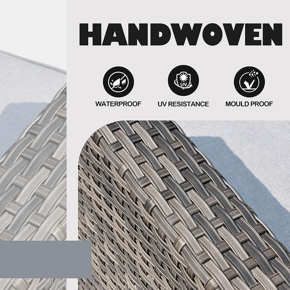 CAODOC 4 Pieces Wicker Patio Furniture Set,PE Rattan Outdoor Conversation Sofa Set with 30inch Fire Pit Table, Non-Slip Cushions and Swivel Chair(Grey)