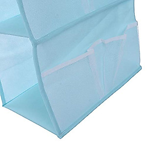 2-3-4 Shelf Hanging Closet Organizer,Foldable Closet Hanging Shelves,Cloth Hanging Organizer with Side Pockets,Pink Blue Grey (Blue/2 Shelf, 2 Shelf)