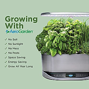 AeroGarden Bounty Elite - Indoor Garden, Platinum Stainless & Salad Greens Seed Pod Kit with Red and Green Leaf, Romaine and Butter Head Lettuce, Liquid Plant Food and Growing Guide (6-Pod)