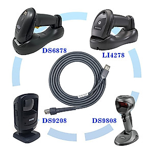 SimpleTK (2 Pack) Zebra Symbol Replacement Cable for LS2208 Series Handheld Barcode Scanner Gray CBA-U01-S07ZAR LS2208/A LI2208 LS4278 STB4278 LI4278 USB to RJ45 Compatible (2M / 6FT Flatted USB Port)