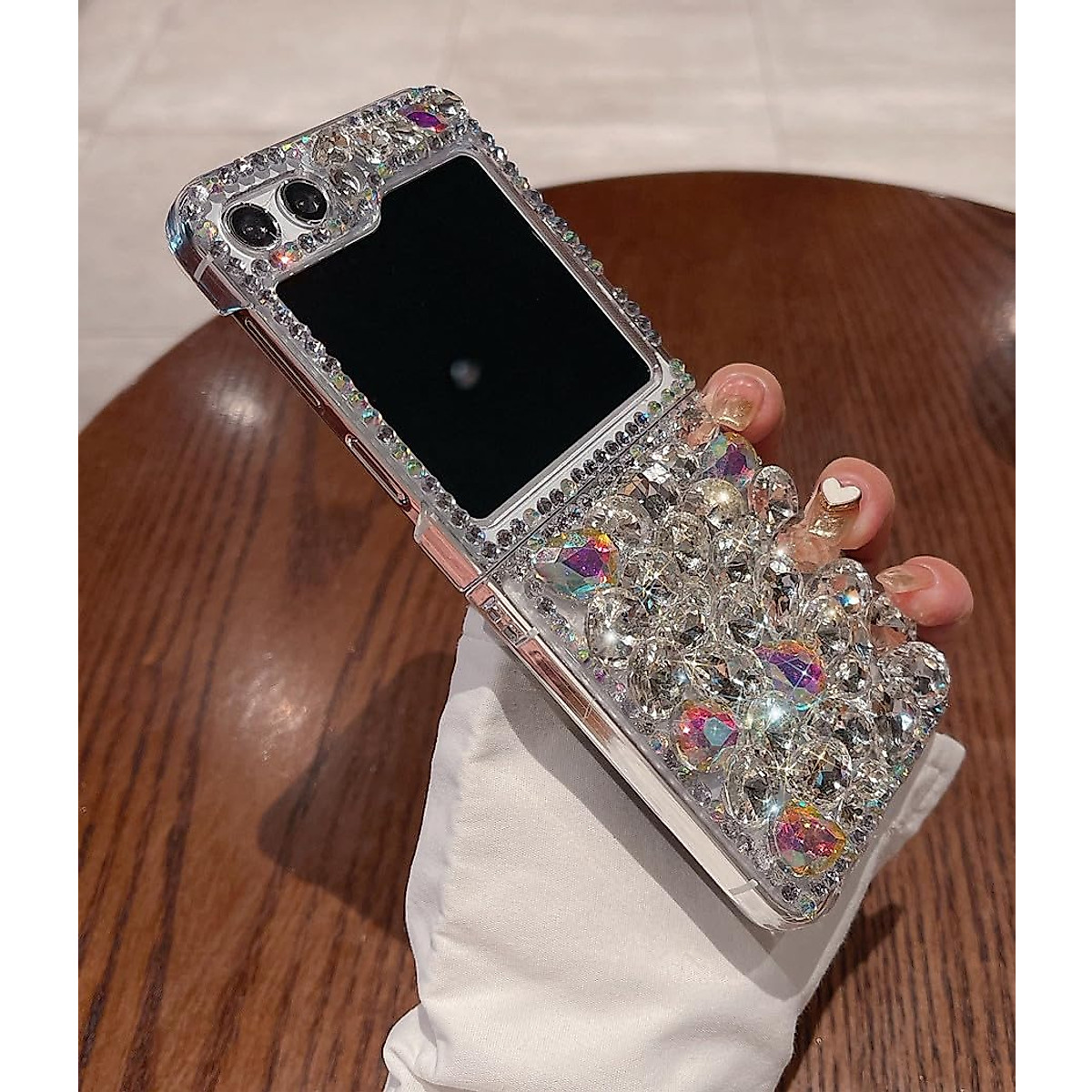 Case for Samsung Galaxy Z Flip 5,Samsung Z Flip 5 Stylish Pretty Bling Beauty TPU Case Slim Hybrid Shockproof Bumper Raised Edge Cover for Samsung Galaxy Z Flip 5 for Girls Women Silver