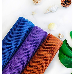 Yiclick Exfoliating African Net Sponge - Exfoliating Body Scrubber Exfoliator, Exfoliating Washcloth Towel, Exfoliate Rags Wash Cloth Loofah Sponge for Body Scrub, Back Scrubber (Purple+Browm+Blue)