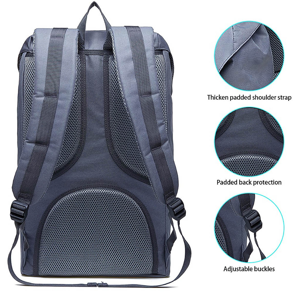 KAUKKO Laptop Outdoor Backpack, Causal Daybag Travel Hiking Rucksack fits 15-Inch Laptop(Grey)