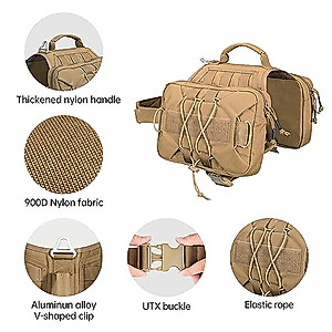 EXCELLENT ELITE SPANKER Dog Pack Hound Dog Saddle Bag Backpack for Travel Camping Hiking Medium & Large Dog with 2 Capacious Side Pockets(COB-L)