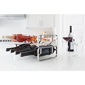 Better Houseware Silver Coated Steel Stackable Modular Wine Rack- 4 Bottles