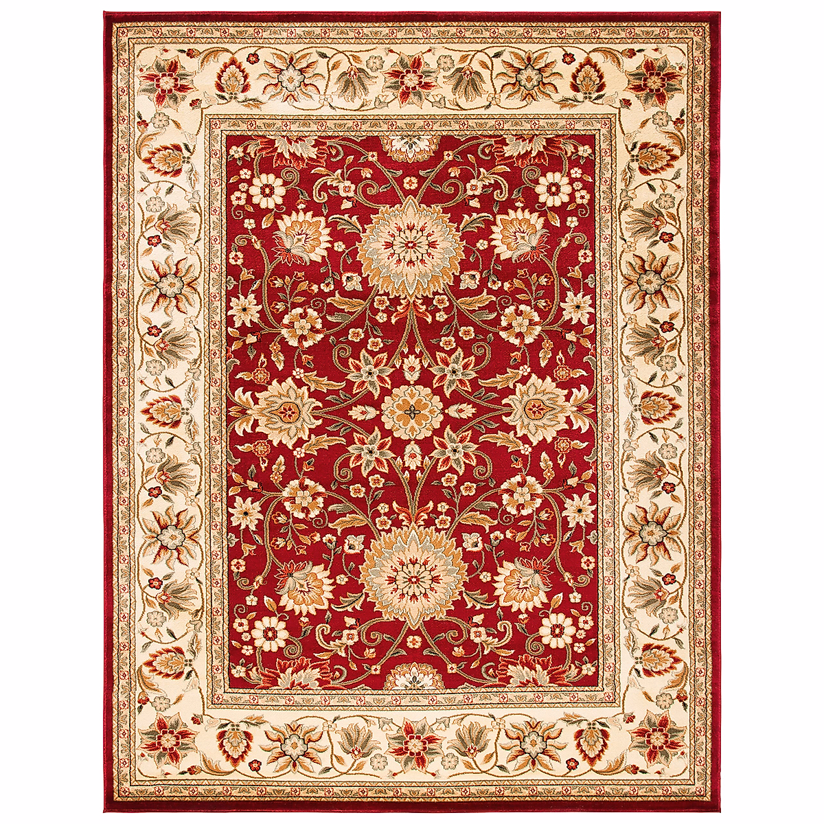 SAFAVIEH Lyndhurst Collection Area Rug - 9' x 12', Red & Ivory, Traditional Oriental Design, Non-Shedding & Easy Care, Ideal for High Traffic Areas in Living Room, Bedroom (LNH212F)
