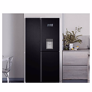 Taogift Self Adhsesive Vinyl Film Black Brushed Metal Stainless Steel Contact Paper for Dishwasher Fridge Refrigerator Stove Appliances Kitchen Cabinets Countertops Walls Backplash 15.7x117 Inches