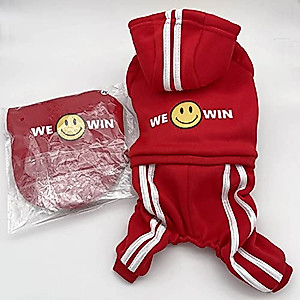 Pet Cat Dog Cute Outfit Clothes Hoodie Jumpsuit Tracksuit Jacket Winter Sweater 4-Legs Style Red for Puppy Small to Medium Dogs Boy and Girl (X-Large)