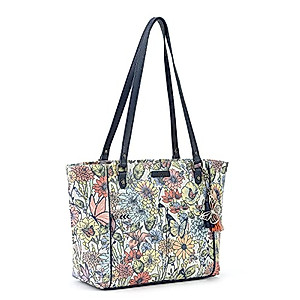 Sakroots womens Canvas, & Closure, Metro Tote Bag in Coated Canvas Large Roomy with Zip Closure Sustainable Durable Design Linin, Multi Bloom, One Size US