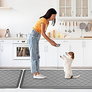 WEZVIX Cushioned Kitchen Mat 2 PCS, Anti Fatigue Kitchen Rugs, Heavy Duty Kitchen Rugs and Mats Non-Skid, Ergonomic Comfort Foam Kitchen Floor Mat for Home, Office, Sink, Laundry - Grey