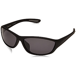 Foster Grant, mens, Backstop Wrap Polarized Sunglasses, Black/Black, 150 mm