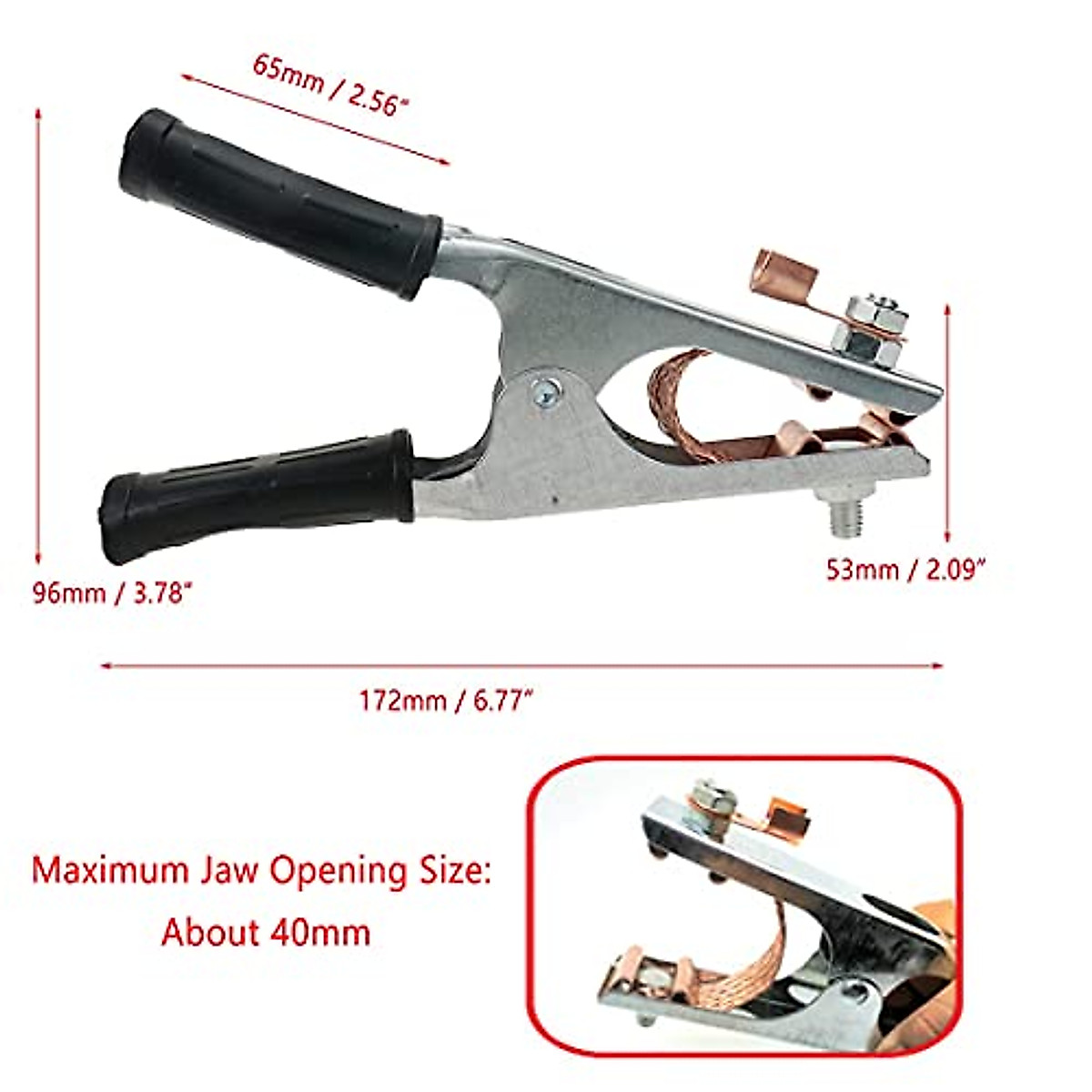 Autoly 500A Welding Ground Clamp Copper Mouth Manual Grounding Clip Clamp Tool(500a)