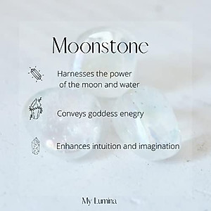My Lumina New Moon Aromatherapy Candle w/Moonstone Crystal Inside -Natural Stone Healing Energy, Stress Relief, Relaxing & Balance- Soy Wax Scented Candle Home - Gift for New Beginnings - Night Black