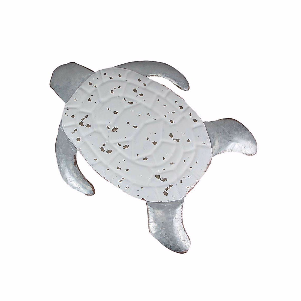 Things2Die4 White Enamel Galvanized Metal Sea Turtle Wall Art, Coastal Decor for Home, Patio, Garden, and Beach House