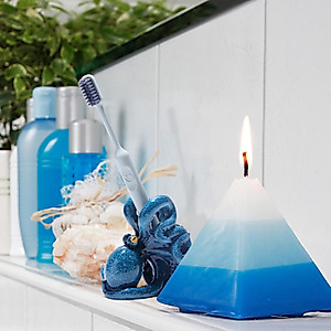 Hodao Toothbrush Holder for Kids, Resin Pencil Holder, Animal Toddler Single Tooth Brush Stand for Vanity Countertop, Office,Tooth Brushing Holder & Bathroom Accessories Decor (Blue Octopus)