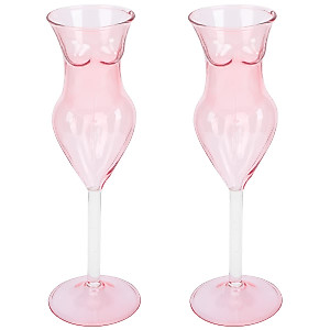 DOITOOL Miss Wine Glass Body Glass Set of 2 Clear Cocktail Glass Body Shaped, Unique Martini Glasses Beauty Body Shaped Wine Glass Goblet Cups Glassware for KTV Home Bar Club Restaurant ( Pink )