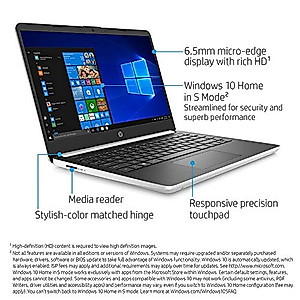 HP 14-Inch Laptop, 10th Gen Intel Core i3-1005G1, 4 GB SDRAM, 128 GB Solid-State Drive, Windows 10 Home in S Mode (14-dq1010nr, Silver)