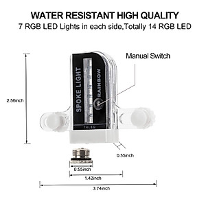 Rottay Bike Wheel Lights, Bicycle Wheel Lights Waterproof RGB Ultra Bright Spoke Lights 14-LED 30pcs Changes Patterns -Safety Cool Bike Tire Accessories Kids Adults-Visible from All Angle