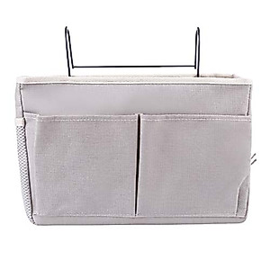 XSHION Bedside Storage Caddy Hanging Organizer Bag Holder Bunk Bed Organizer for Dorm Room,Hospital Bed Rails,Baby Bed -Grey