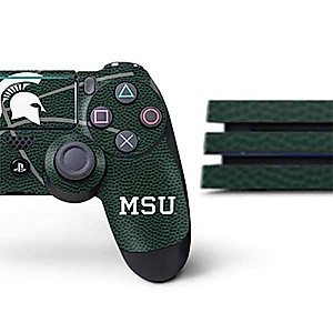 Skinit Decal Gaming Skin Compatible with PS4 Pro Console and Controller Bundle - Officially Licensed College Michigan State University Green Basketball Design