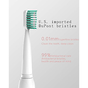 HKF HO KI HO Sonic Electric Toothbrush,USB Rechargeable Toothbrush with Minimum 40 Days Use,2 Mins Smart Timer and 5 Optional Modes,4 Brush Heads(White)