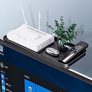 ASMXQY TV Top Screen Shelf Adjustable Computer Monitor Shelf Storage Bracket Mount Hold Cable Media Box, Game Console, WiFi Router, Plants, Speakers, Remote Controls, DVD Shelf