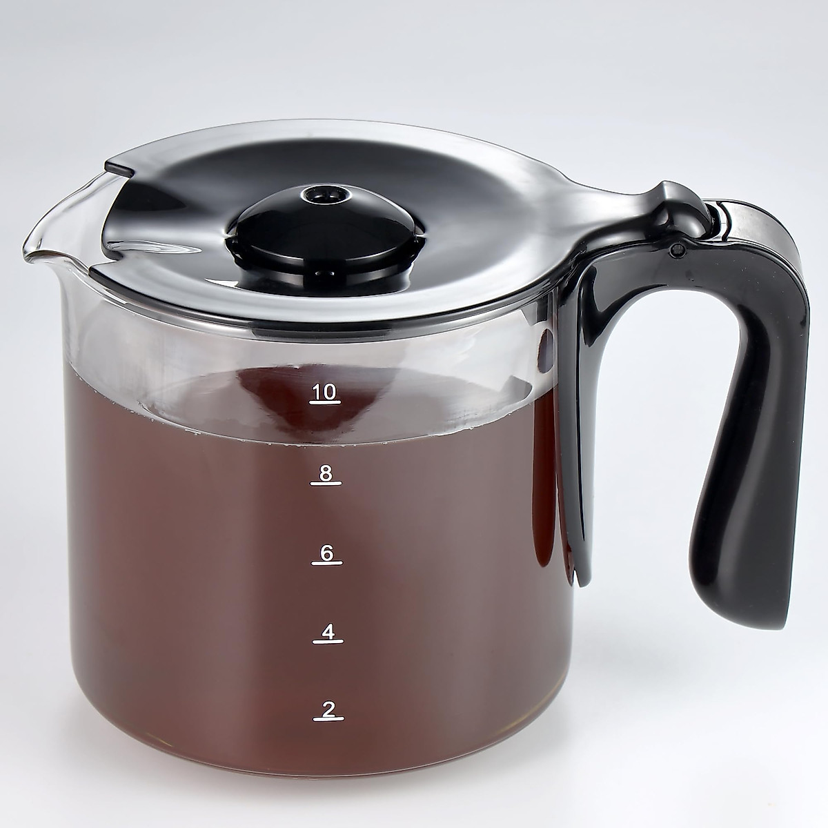 BESBARISTA Replacement 10-Cup Glass Carafe, Compatible with Smeg Coffee Maker DCF02 (Black)