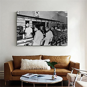 SUPERYUFENG Black History Greensboro Sit-in at Woolworth's February 2 1960 Poster Decorative Painting Canvas Wall Art Living Room Posters Bedroom Painting 16x24inch(40x60cm)