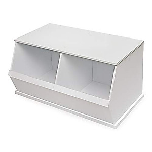 Stackable Wooden 2 Bin Open Storage Toy Organizing Cubby