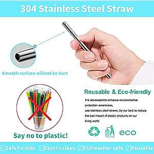 Stainless Steel Straw 10.5'' Long and 0.31" wide Straw, 5 Pack Metal Straw with 1 Reusable Straw Brush Cleaner for Milkshake, Replacement for Starbucks straw (Sliver)