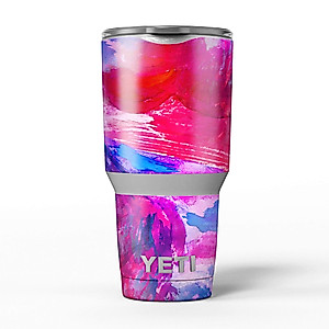 Design Skinz Splatter Blue and Red Oil - Skin Decal Vinyl Wrap Kit Compatible with The Yeti Rambler Cooler Tumbler Cups