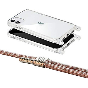 Omorro for iPhone 12 Pro Max Clear Case, Adjustable Crossbody Lanyard with Neck Strap for Girls Women Girly Transparent Thin Slim Flexible Soft TPU Gel Frame PC Back Shockproof Protective Case Gray