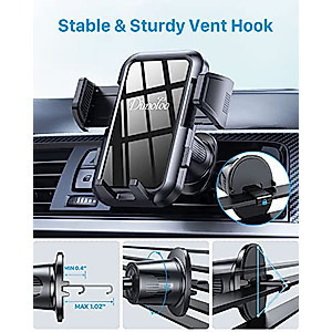 Car Cell Phone Holder for iPhone (3 in 1) Dash/Dashboard Windshield Vent [Upgraded Suction Cup] Phone Mount for Car, Cell Phone Car Mount, Hands Free Phone Stand for Car Fit for All Mobile Phones