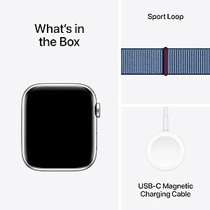 Apple Watch SE GPS 44mm Silver Aluminum Case with Winter Blue Sport Loop with AppleCare+ (2 Years)